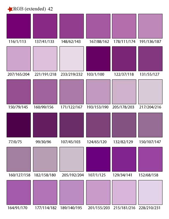 Printable Rgb Color Palette Swatches My Practical Skills Purple My